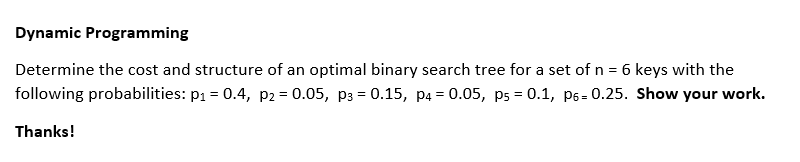 Solved Determine the cost and structure of an optimal binary | Chegg.com