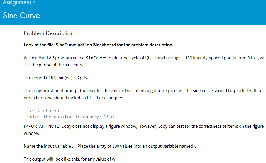Solved Assignment 4 Sine Curve Problem Description Look at | Chegg.com