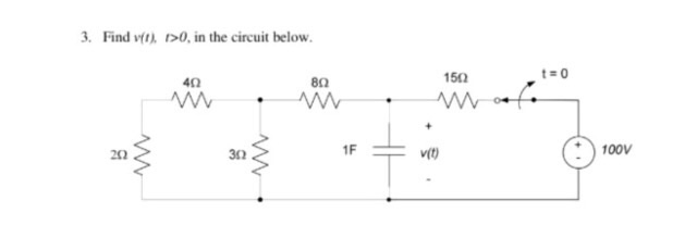 Solved Find v(t), t>0, in the circuit below. | Chegg.com