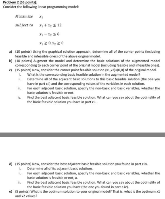 Solved Problem 2 (55 points): Consider the following linear | Chegg.com