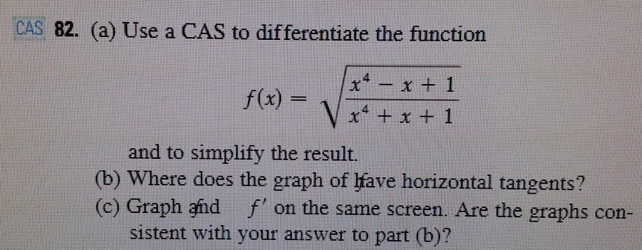 Use a CAS to differentiate the function fx= | Chegg.com
