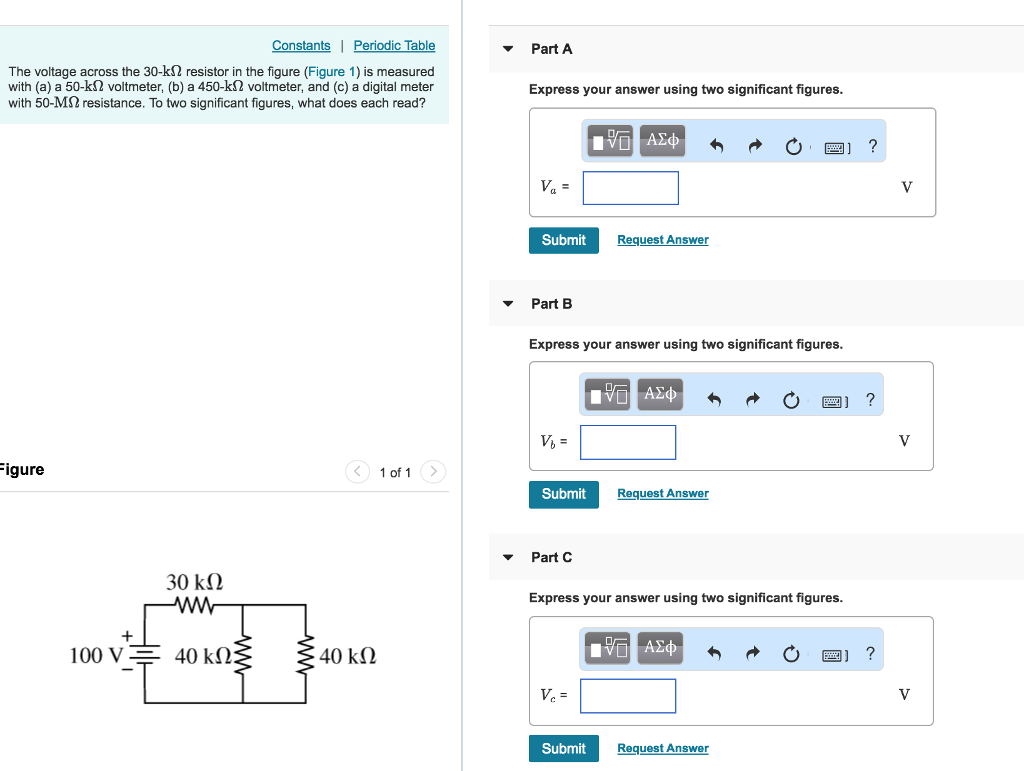 Solved Constants | Periodic Table Part A The voltage across | Chegg.com