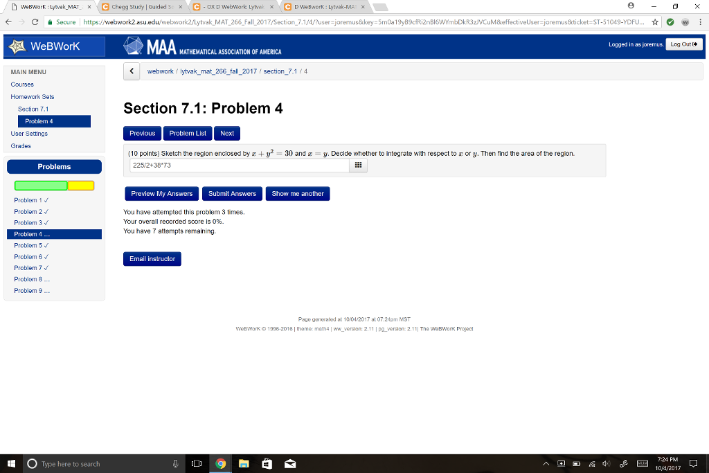 Solved D WeBWork : Lytvak MAT x C Chegg Stucdy Guided SoC - | Chegg.com
