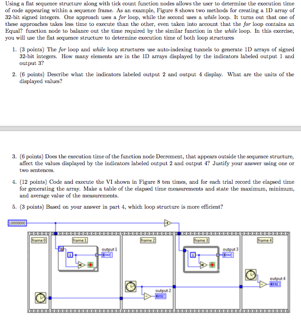 Using a flat sequence structure along with tick count | Chegg.com