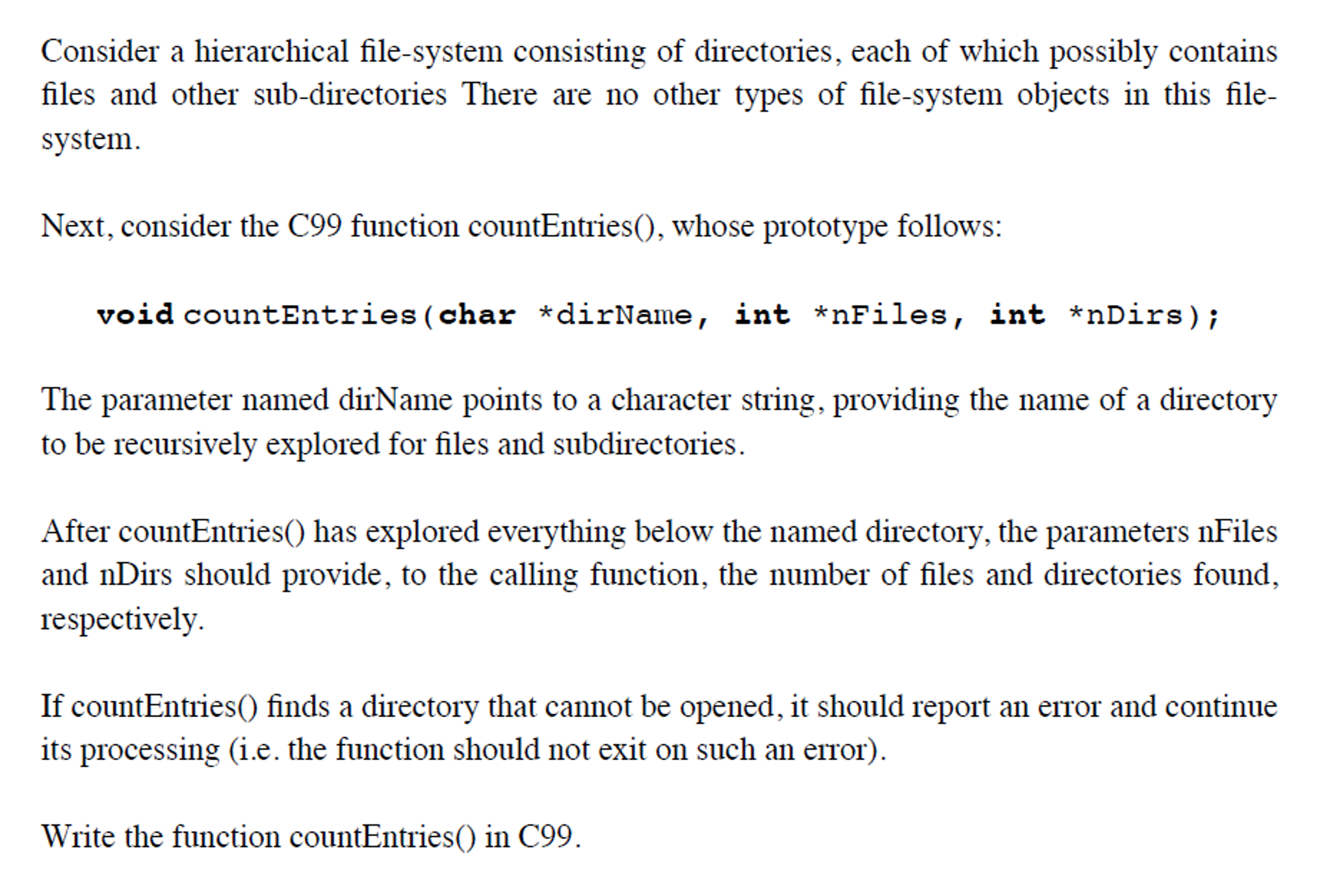 Consider a hierarchical file-system consisting of | Chegg.com