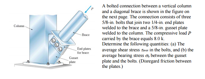 Solved A bolted connection between a vertical column and a | Chegg.com