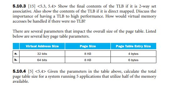 Solved As described in Section 5.4, virtual memory uses a | Chegg.com