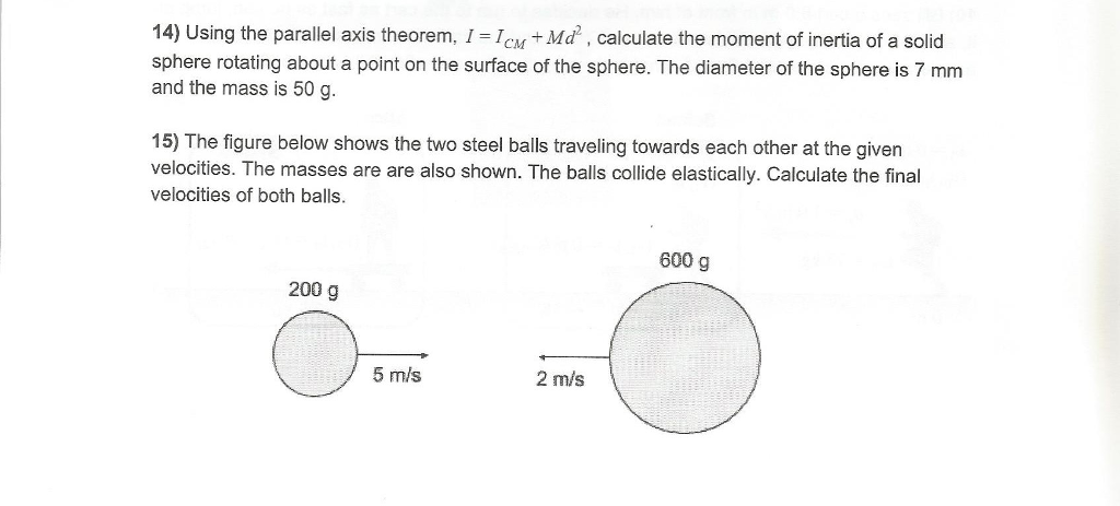 Solved 14) Using the parallel axis theorem, I IcM+Md , | Chegg.com