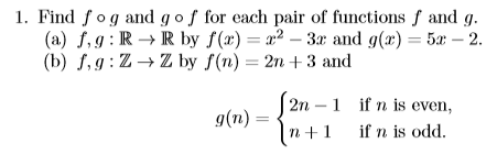Solved 1. Find fog and go f for each pair of functions f and | Chegg.com