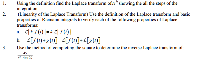 Solved Using the definition find the Laplace transform of | Chegg.com