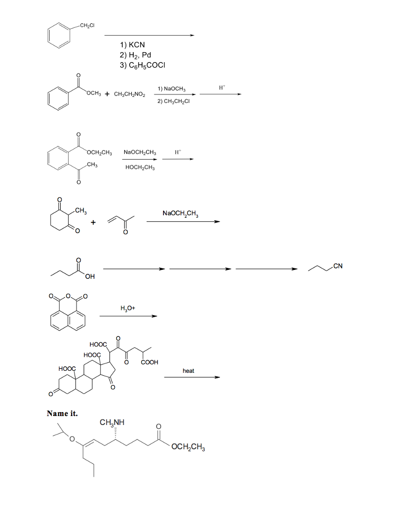 Solved 1) KCN 2) H2, Pd 3) C6H5???? 1) NaOCH3 2) CH3CH2C | Chegg.com