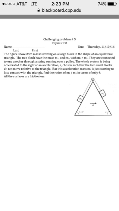Solved The figure shows two masses resting on a large block | Chegg.com