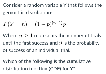 Solved Consider a random variable Y that follows the | Chegg.com
