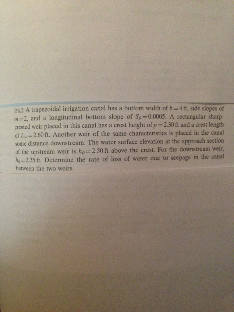 Solved A trapezoidal irrigation canal has a bottom width of | Chegg.com