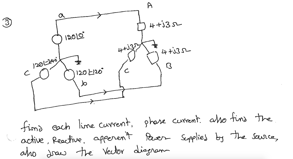 Solved Find each line current, phase current, also find | Chegg.com