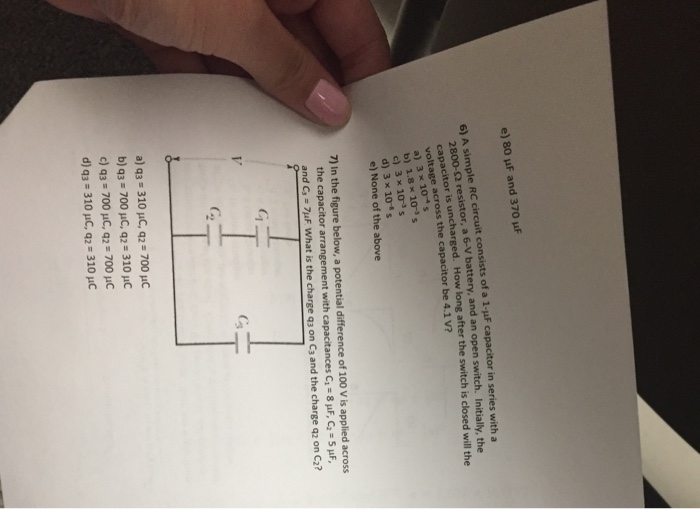 Solved A simple RC circuit consists of a 1-mu F capacitor in | Chegg.com