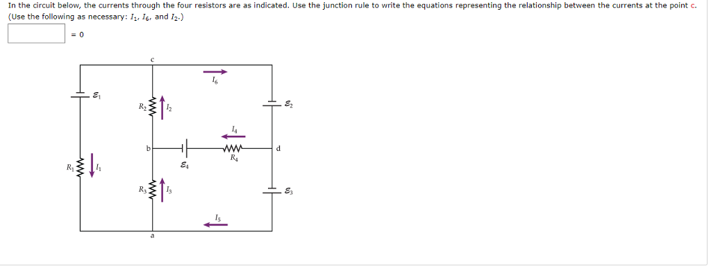 Solved In the circuit below, the currents through the four | Chegg.com