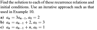 Solved Find the solution to each of these recurrence | Chegg.com