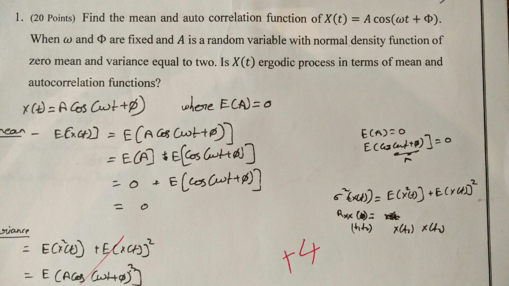 Find the mean and auto correlation function of X(t) = | Chegg.com