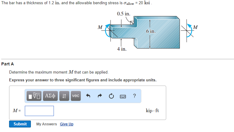 Solved The bar has a thickness of 1、2 m. and the allowable | Chegg.com