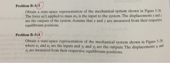 Solved Problem B 5 3 Obtain A State Space Representation Of