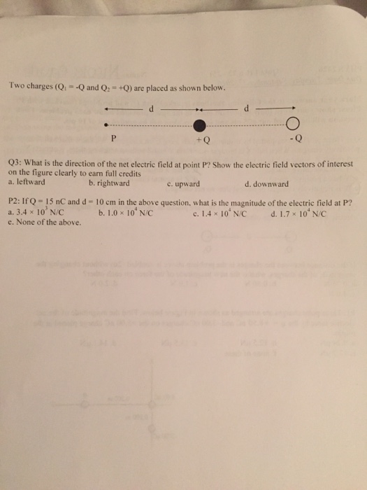 Solved Two charges (Q_1 = -Q and Q_2 = +Q) are placed as | Chegg.com