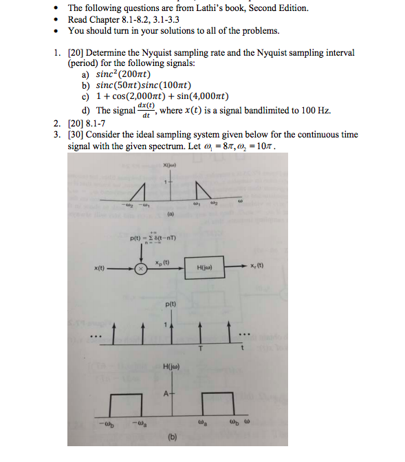 Solved The following questions are from Lathi's book, Second | Chegg.com