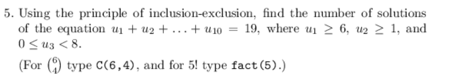 Solved 5. Using the principle of inclusion-exclusion, find | Chegg.com