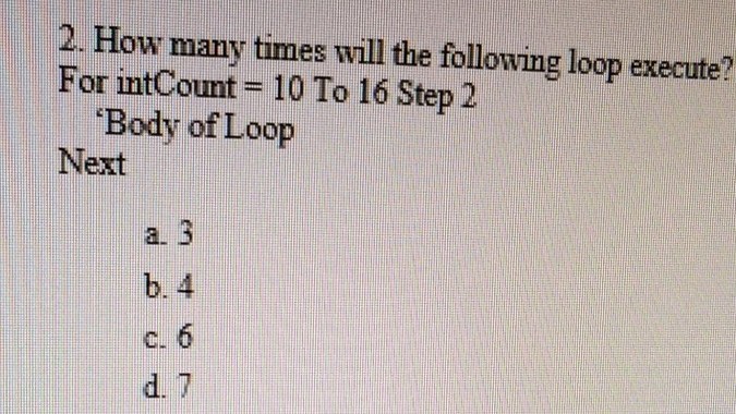 Solved 2 How Many Times Will The Following Loop Execute