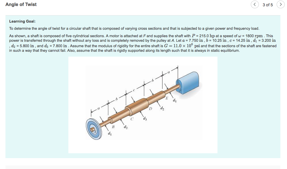 Solved Angle of Twist 3 of 5 Learning Goal To determine the | Chegg.com