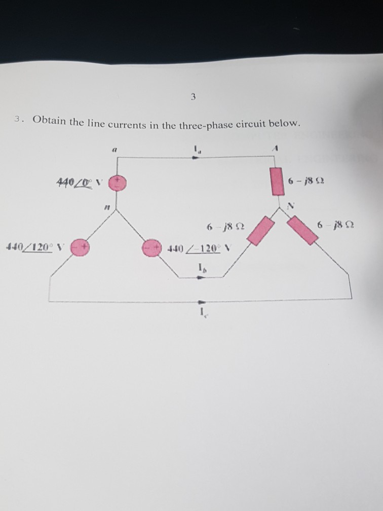 Solved 3. Obtain the line currents in the three-phase | Chegg.com