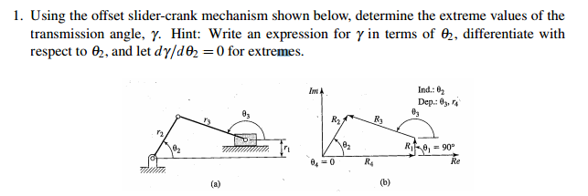 Using the offset slider crank mechanism shown below, | Chegg.com