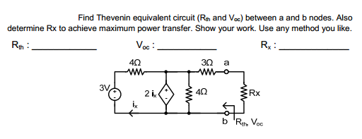 Solved Find Thevenin equivalent circuit (R_in and | Chegg.com