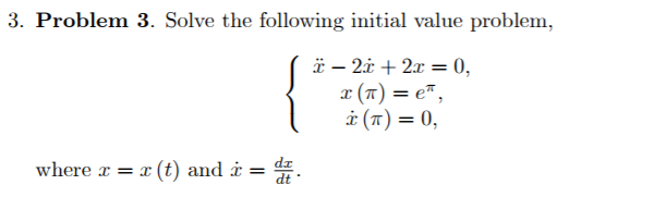 Solved 3. Problem 3. Solve the following initial value | Chegg.com
