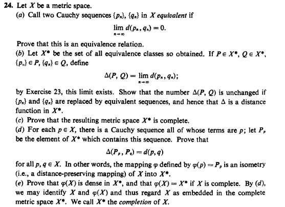 24. Let X be a metric space. (a) Call two Cauchy | Chegg.com