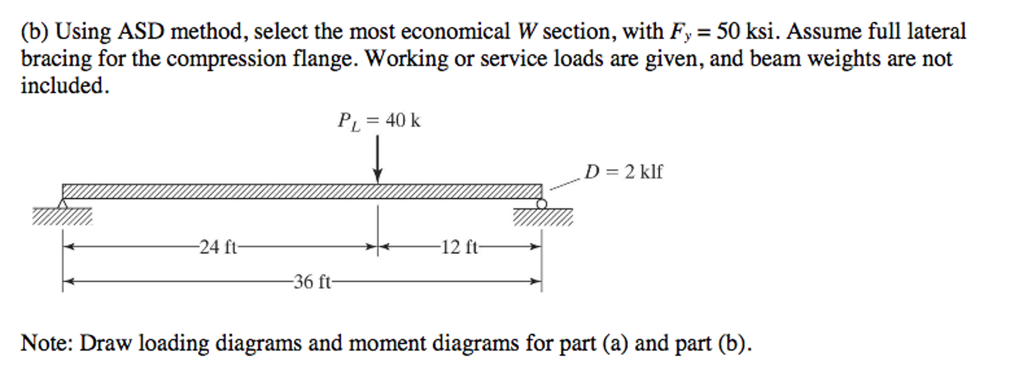 Solved Find the most economical W section using Fy=50 ksi, | Chegg.com