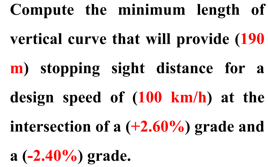 Solved Compute the minimum length of vertical curve that | Chegg.com