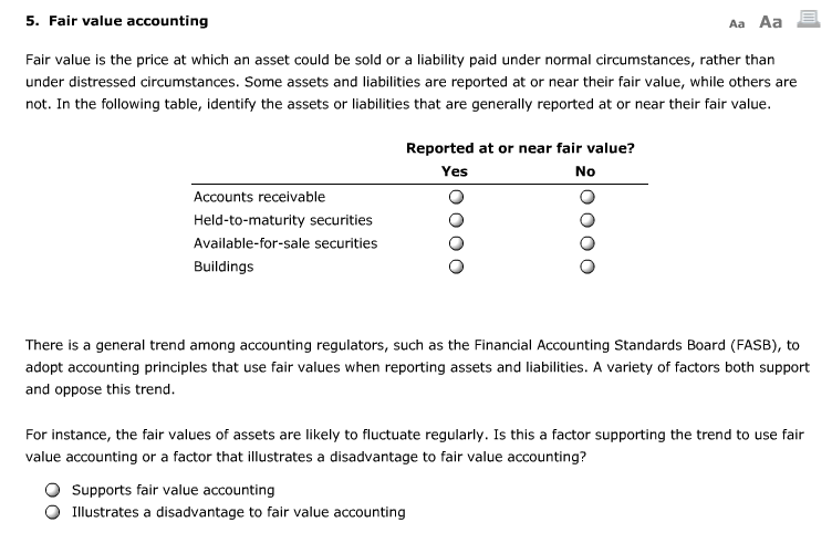 Solved Fair value accounting Fair value is the price at | Chegg.com