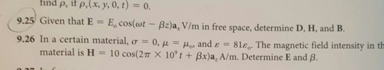 Solved find rho_v if rho_v (x, y, 0, t) = 0. Given that E - | Chegg.com
