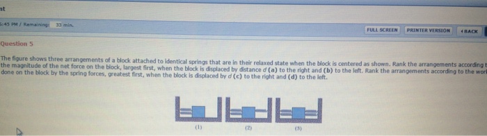 Solved The figure shows three arrangements of a block | Chegg.com