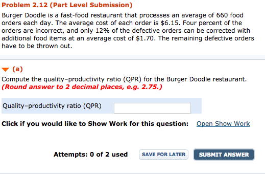 Solved Burger Doodle is a fast-food restaurant that | Chegg.com