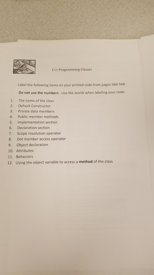 Solved C++ Programming Classes Label the following items on | Chegg.com