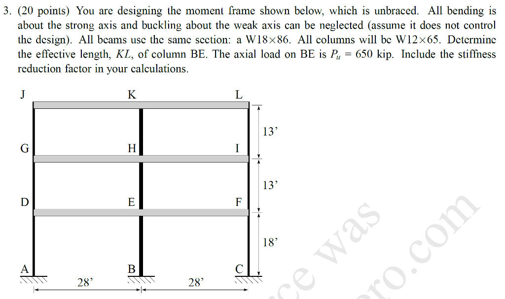 Solved . (20 points) You are designing the moment frame | Chegg.com