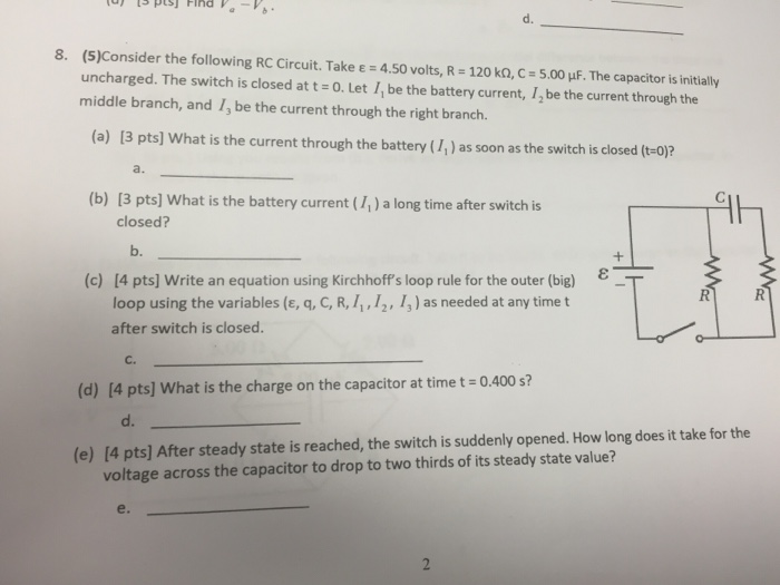 Solved Consider the following RC circuit. Take = 4.50 | Chegg.com