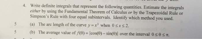 Solved Write definite integrals that represent the following | Chegg.com