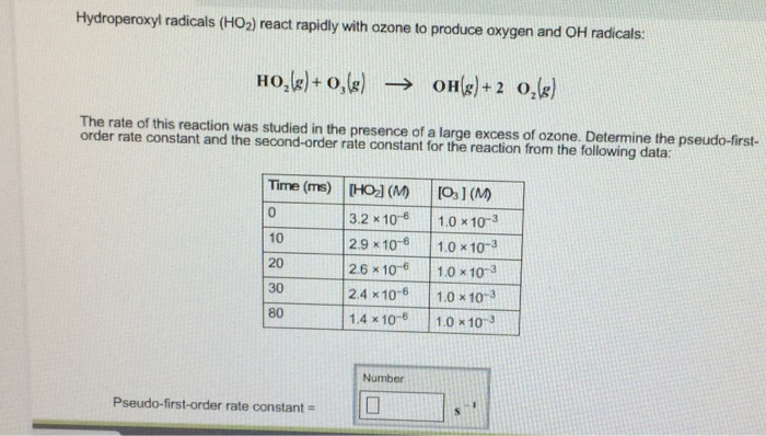 Solved Hydroperoxyl radicals (HO_2) react rapidly with ozone | Chegg.com