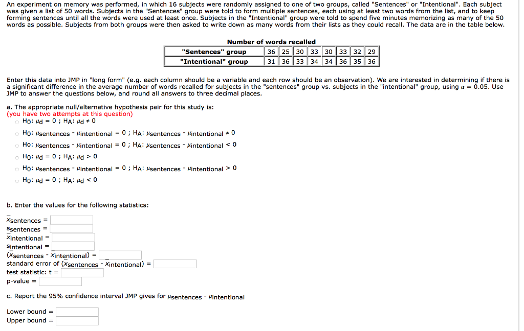 Solved An experiment on memory was performed, in which 16 | Chegg.com