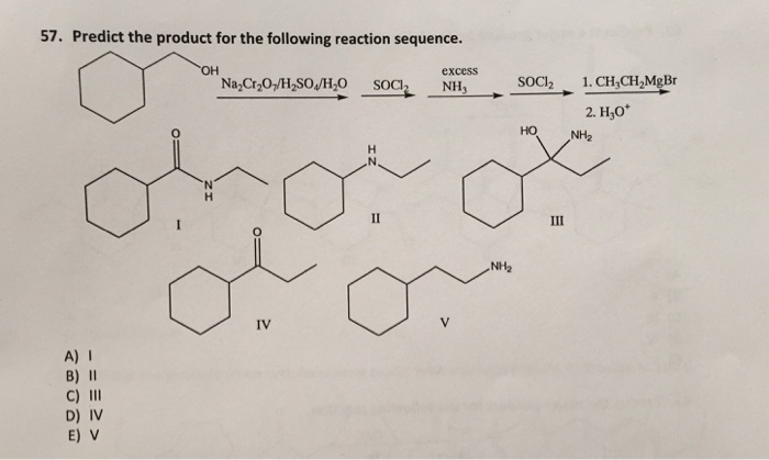 Solved Predict The Product For The Following Reaction