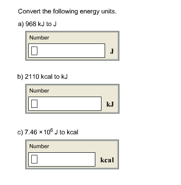 Solved Convert the following energy units. 968 kJ to J | Chegg.com
