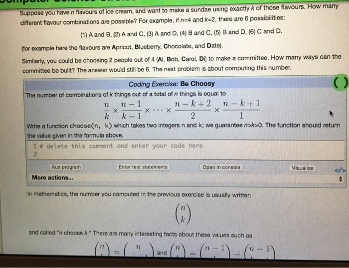 Solved Suppose you have n flavours of ice cream, and want to | Chegg.com